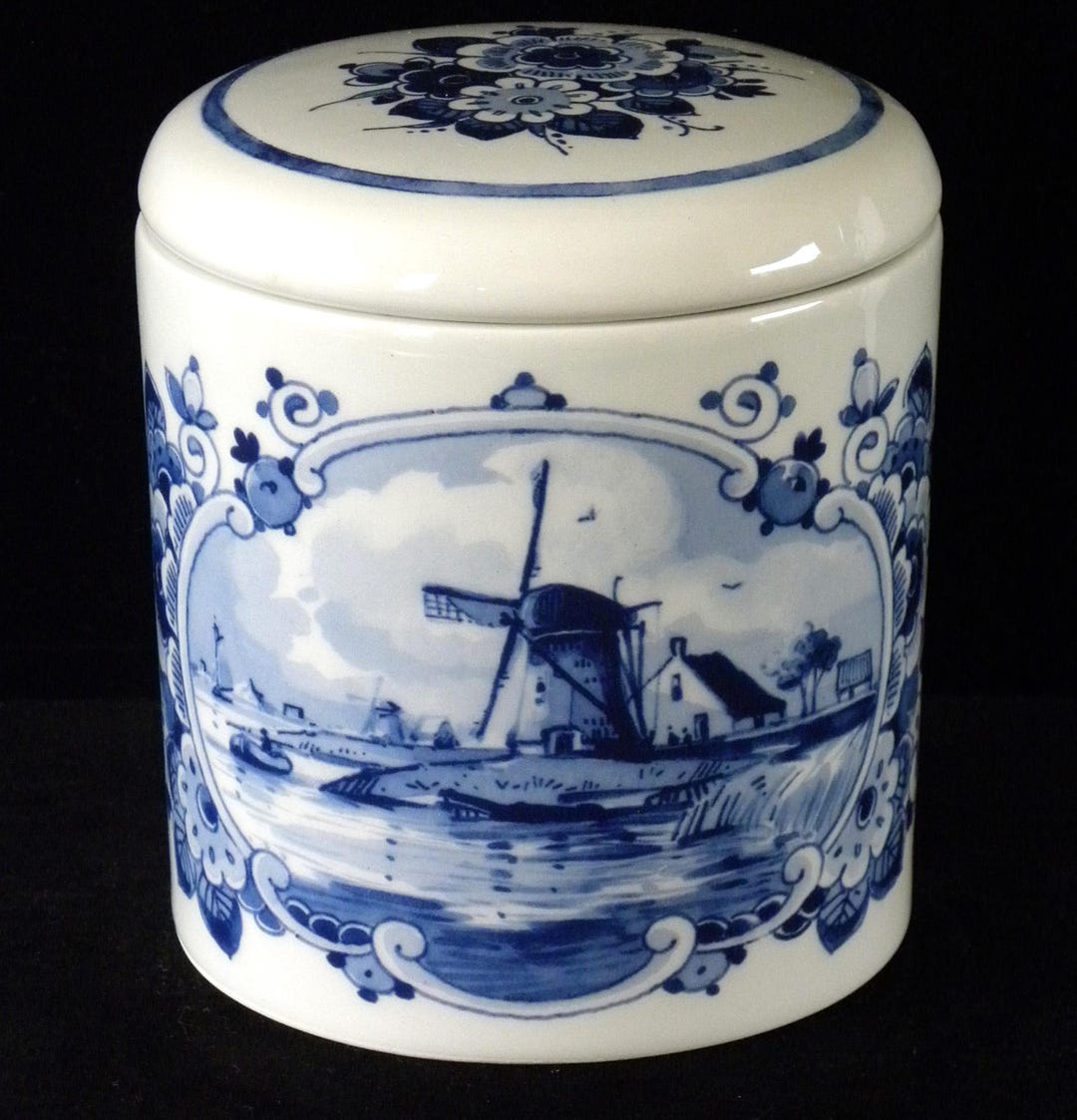 Royal Delft Blue Handmade Cookie Jar Windmill (porceleyne Fles, With ...