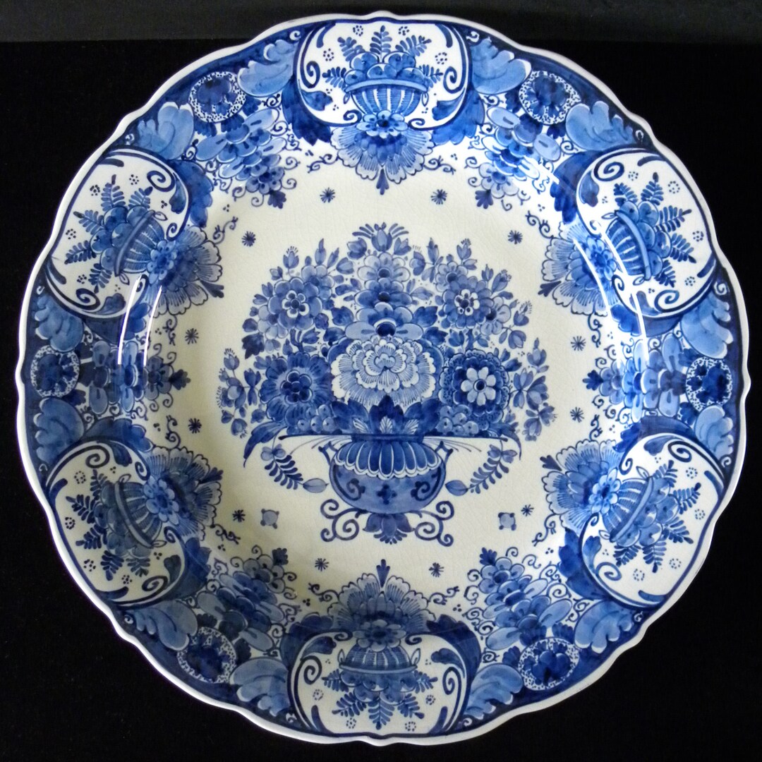 Royal Delft Blue 1954 LARGE Handpainted Plate With Flower Basket ...