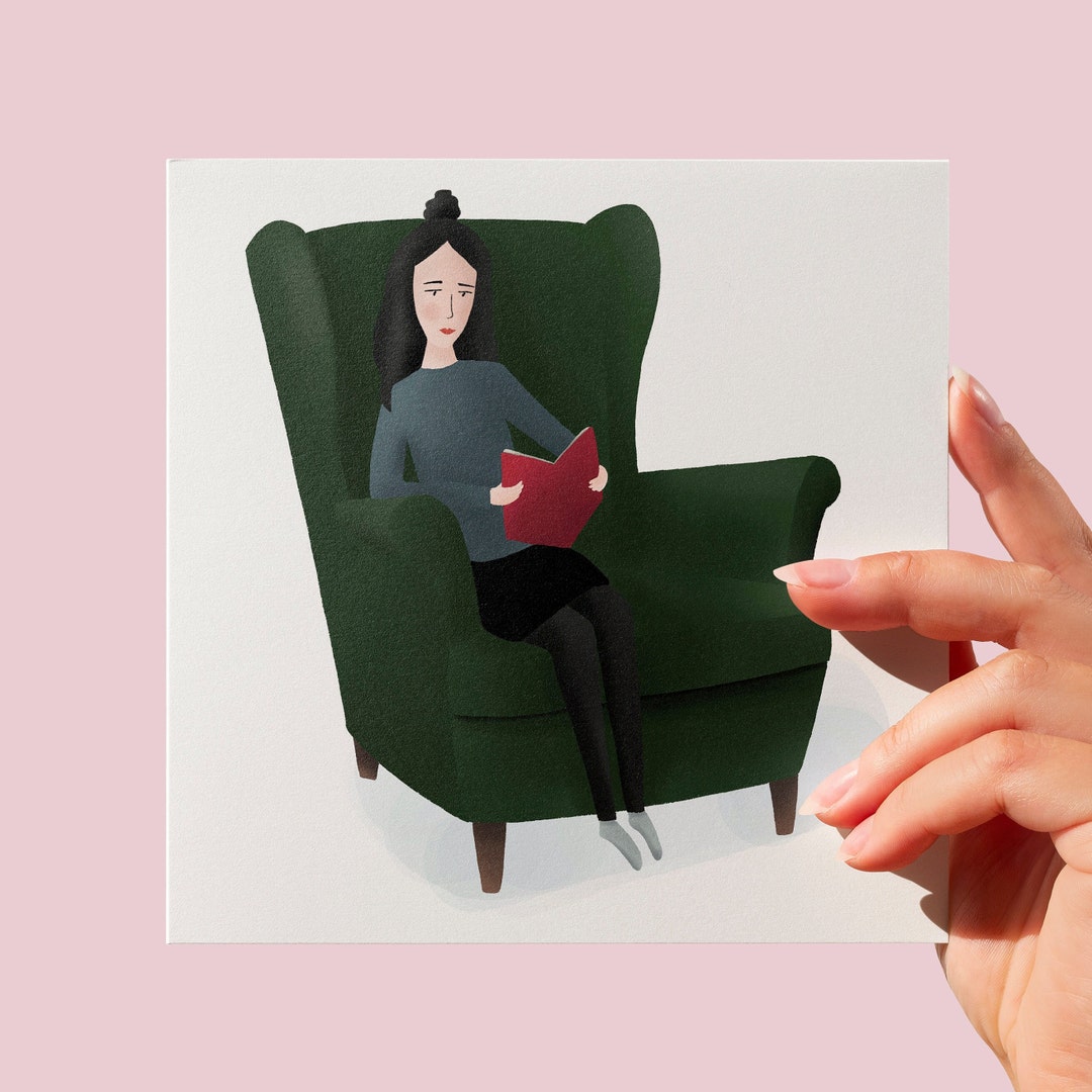 Reading Illustrated Greeting Card: Book Lover Art - Etsy