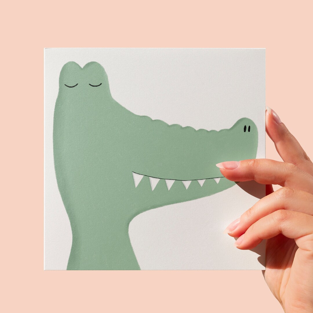 Alligator Illustrated Greeting Card: Animal Art - Etsy