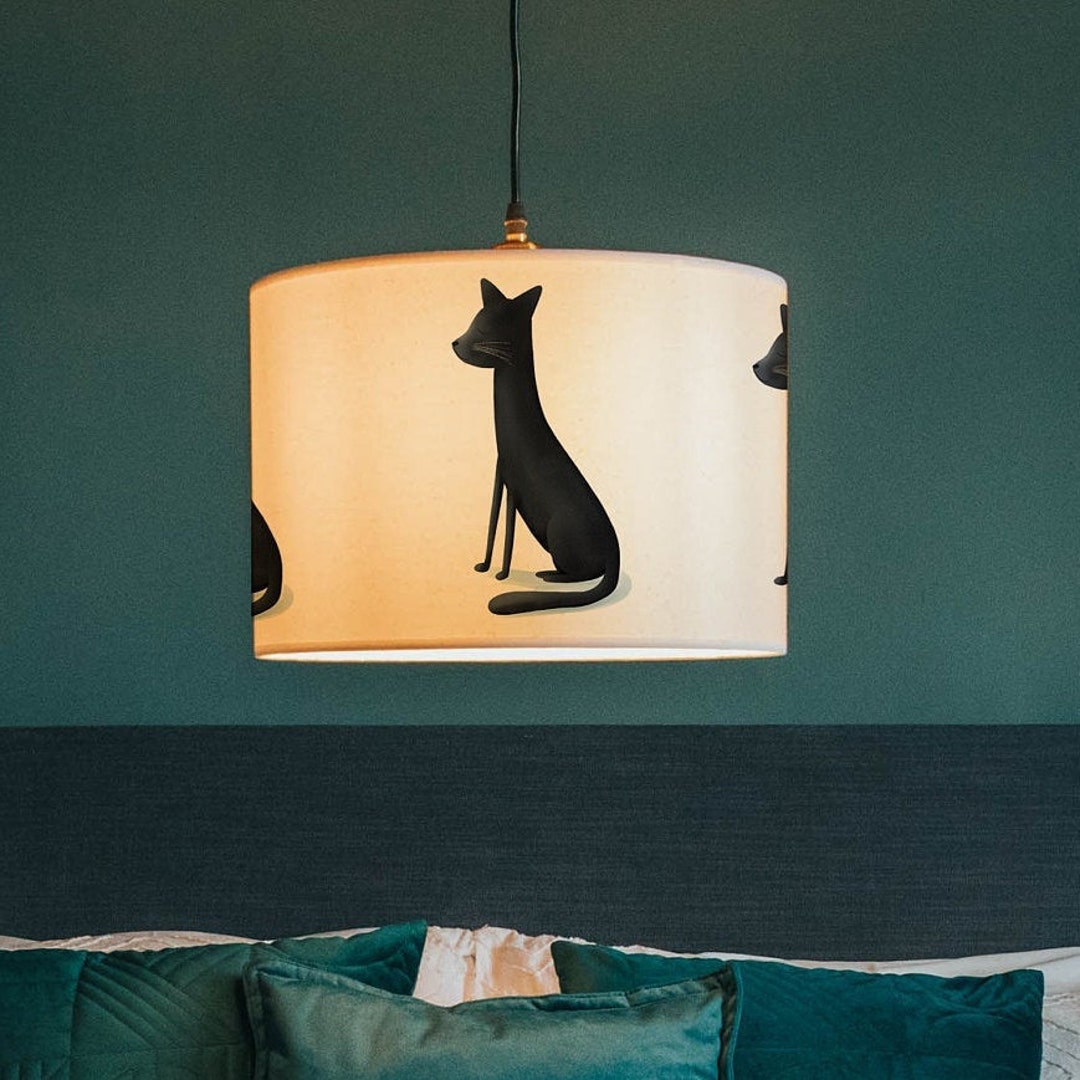 Cat Lampshade/ Ceiling Shade Black Cat Lamp Shade Handmade Lampshade ...