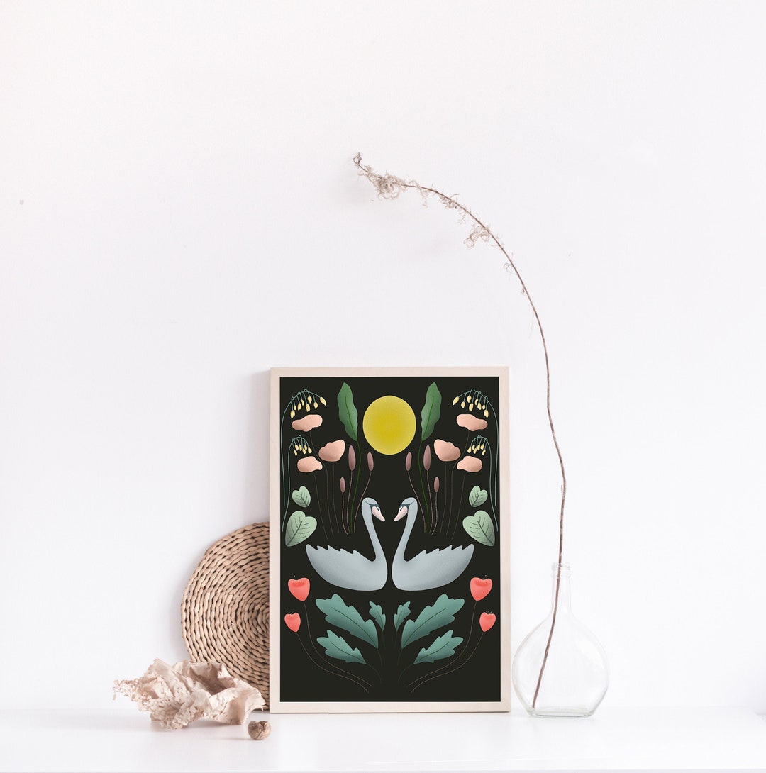 Swan Wall Art Print, Bird Print, Illustration, Nursery Decor, Swan Gift ...