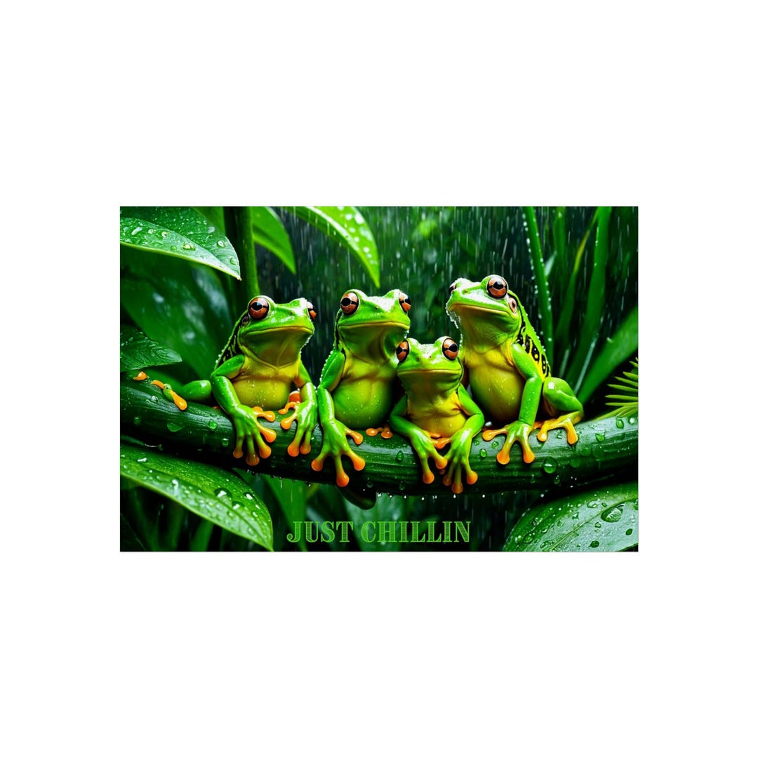 Just Chillin Fine Art Posters, Frog Family Tree Frogs Chillin Rain ...