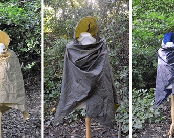 Waterproof Hooded Ranger Cloak, Ruana Wrap Poncho Green, Medium Weight ...