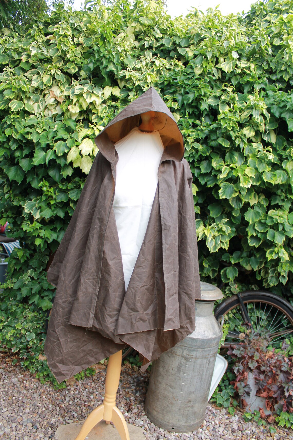 Waterproof Hooded Ranger Cloak, Ruana Wrap Poncho Brown, Medium Weight ...