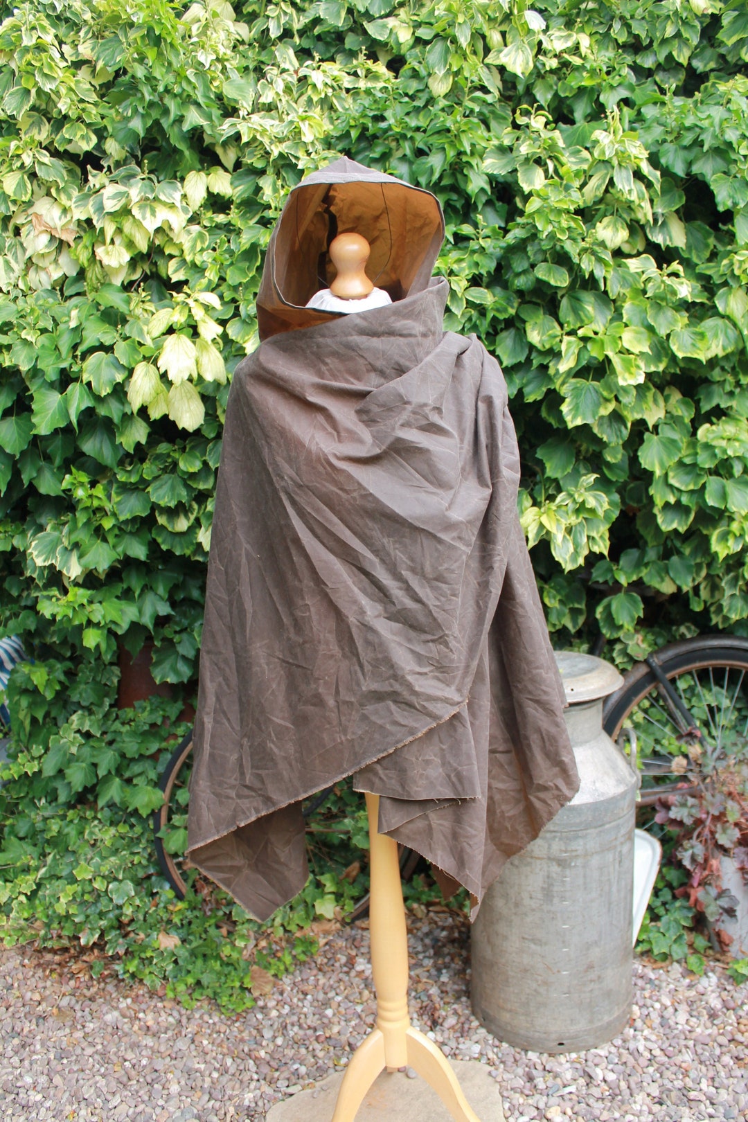Waterproof Hooded Ranger Cloak, Ruana Wrap Poncho - Brown, Medium ...