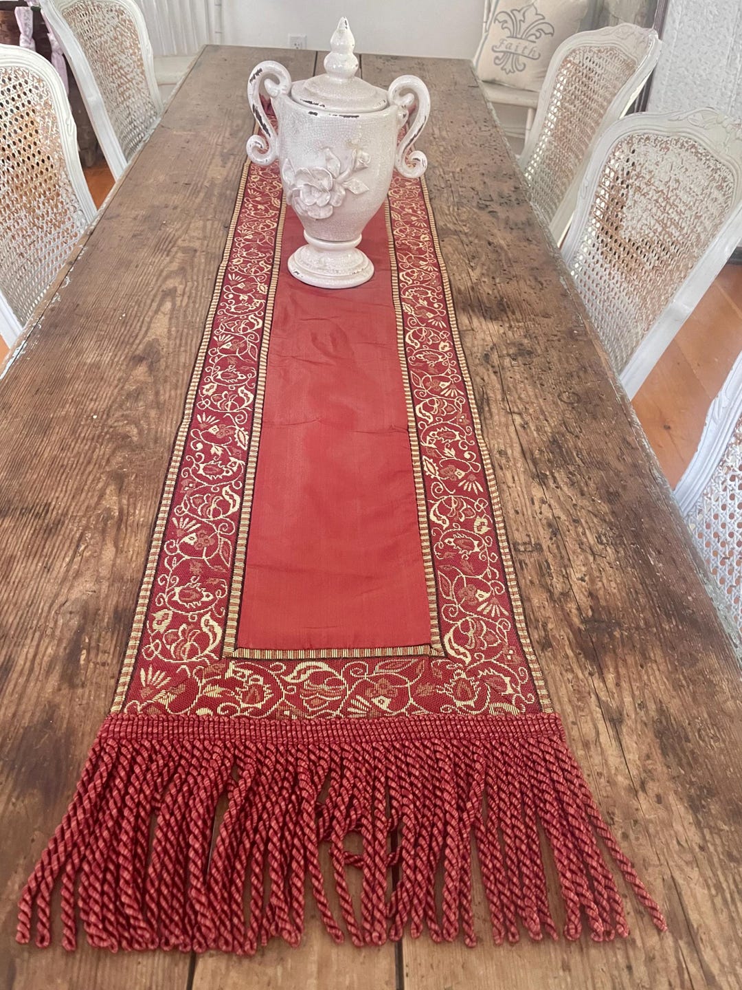 Rare Vintage French Altar Table Runner Cloth Aubusson and Braided Silk ...