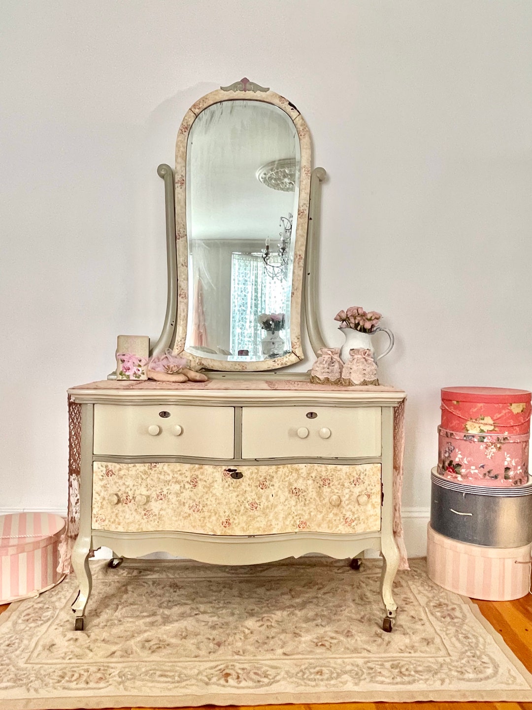 The Most Beautiful Dated 1908 Victorian Ornate Vanity Ghosted Mercury ...