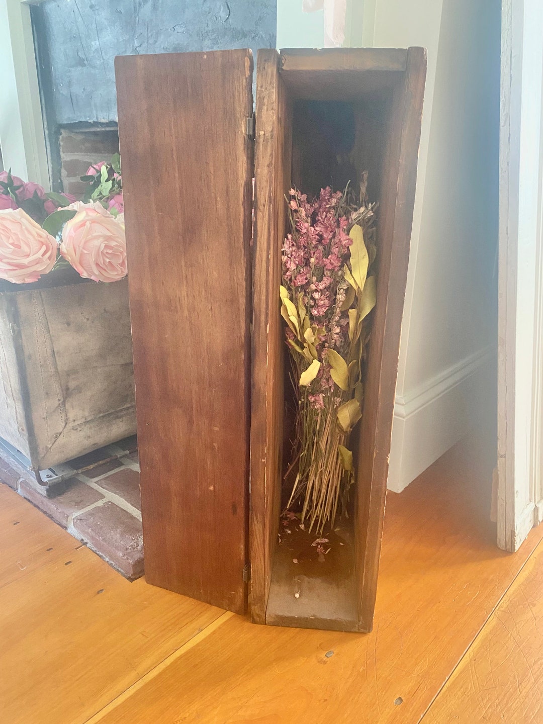 Unique Long Primitive Old Oak Wood Hand Crafted Storage Box Farmhouse ...