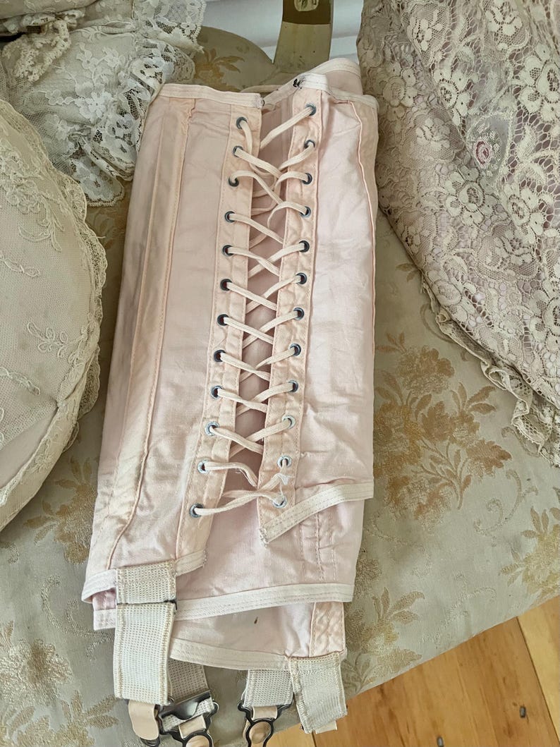 Beautiful!! Vintage 1950's French Pale Pink Complete Corset Girdle ...
