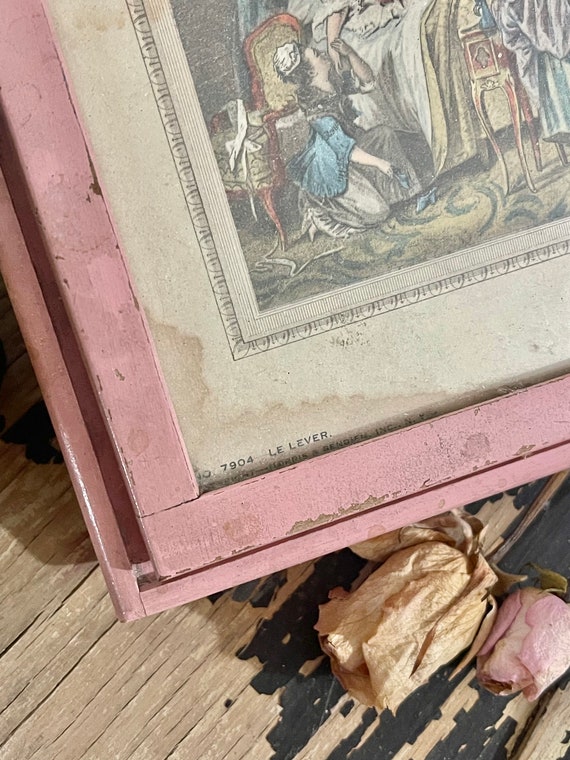 Beautiful rare PINK wood Victorian boudoir vanity box… - Gem