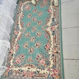 The Prettiest Shabby Chic Blue Hand Made Needlepoint Aubusson Rug Pink ...