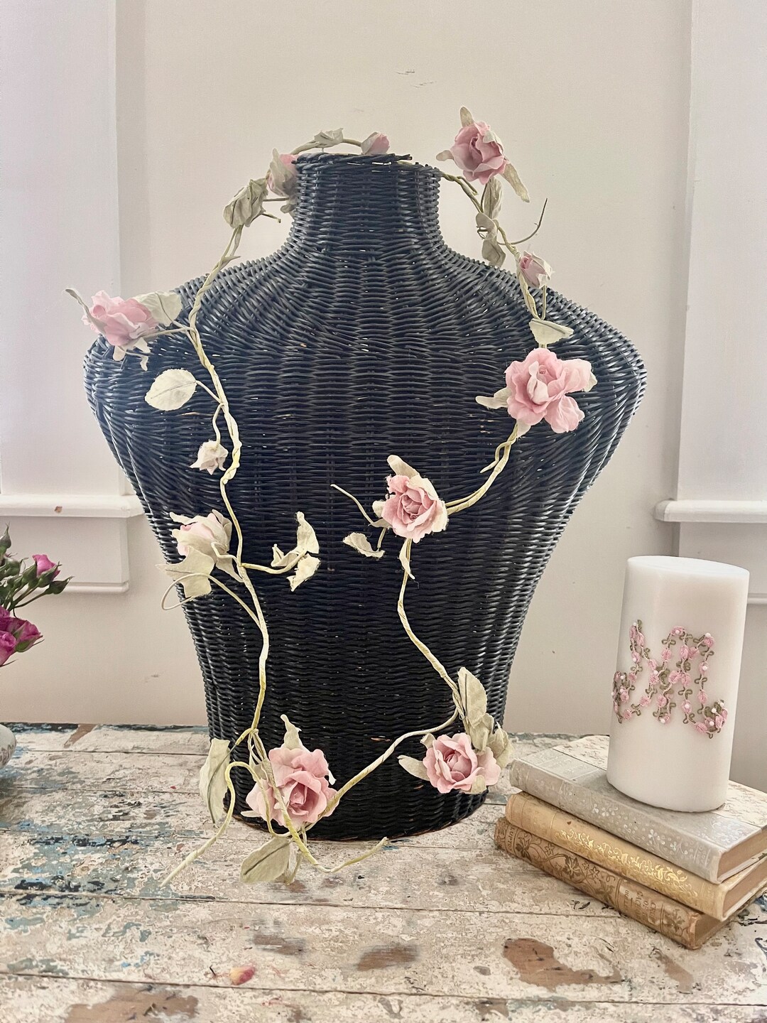 Early Vintage Farmhouse Wicker Large Tabletop Dress Form Old - Etsy