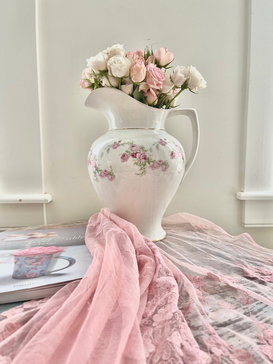 The Most Gorgeous Vintage Late 20th Century Large White Pitcher White ...
