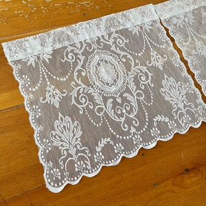 Soooo Pretty Shabby White Vintage Net Lace Cotton Blend Cafe Curtains ...