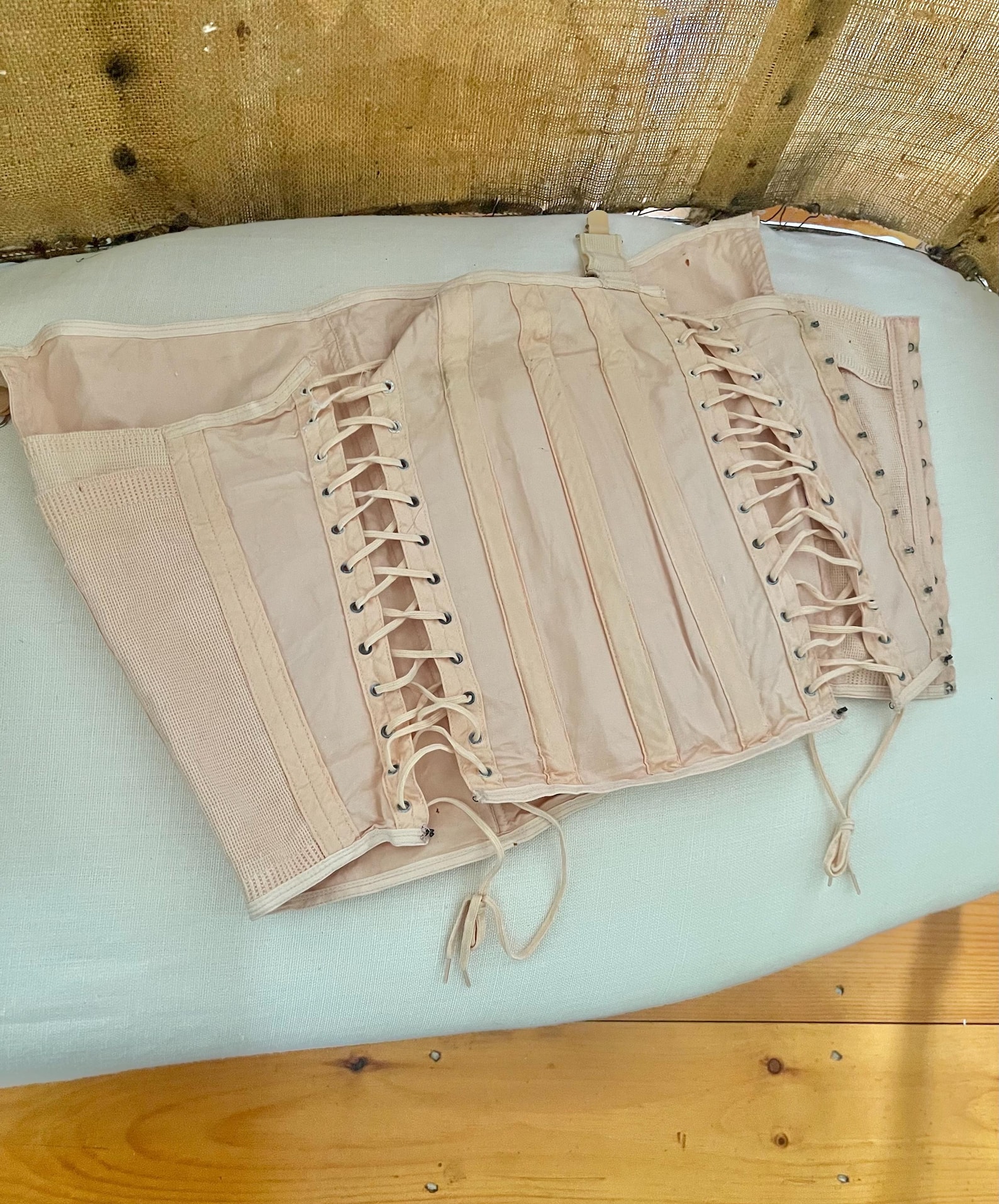 Beautiful!! Vintage 1950's French Pale Pink Complete Corset Girdle ...