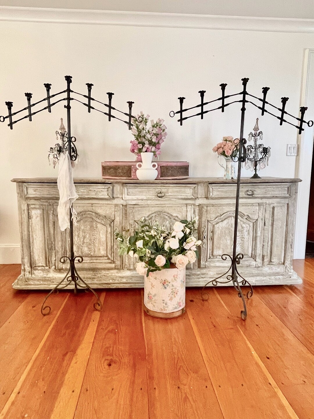 Gorgeous!! Free Standing PAIR of 7 Light Alter Candelabras Rustic Black ...
