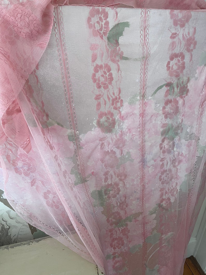 Lovely Cottage Pink Rose Trellis Lace Window Panel Two - Etsy