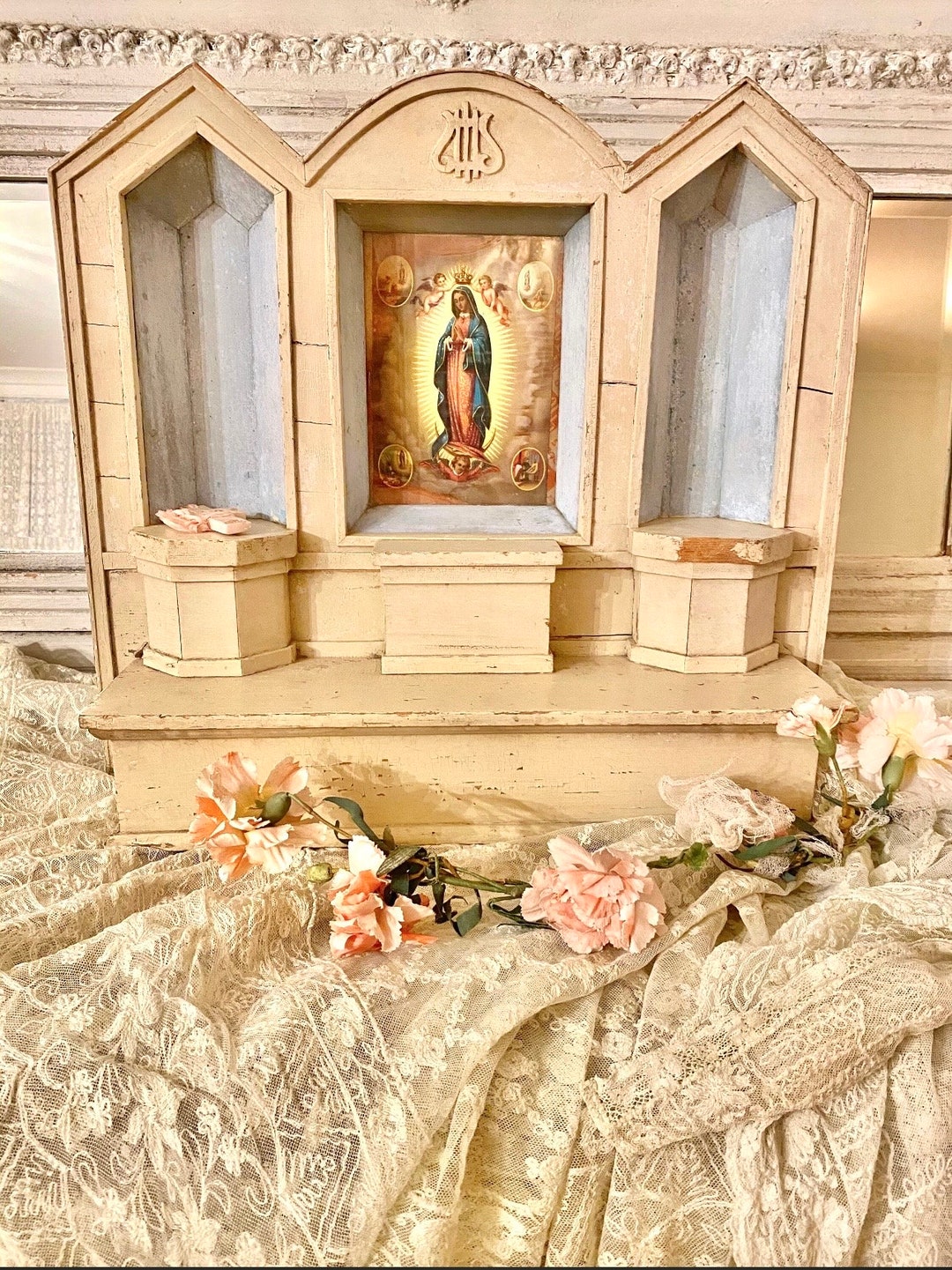 Stunning Rare Old Church Alter Display Chippy Shabby Chic Beautiful ...
