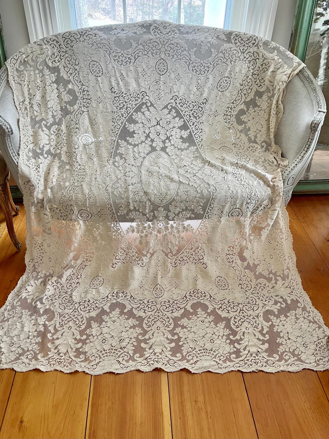Stunning 1940's Collectible Quaker Lace Cloth Floral Baskets Mixed Fine ...