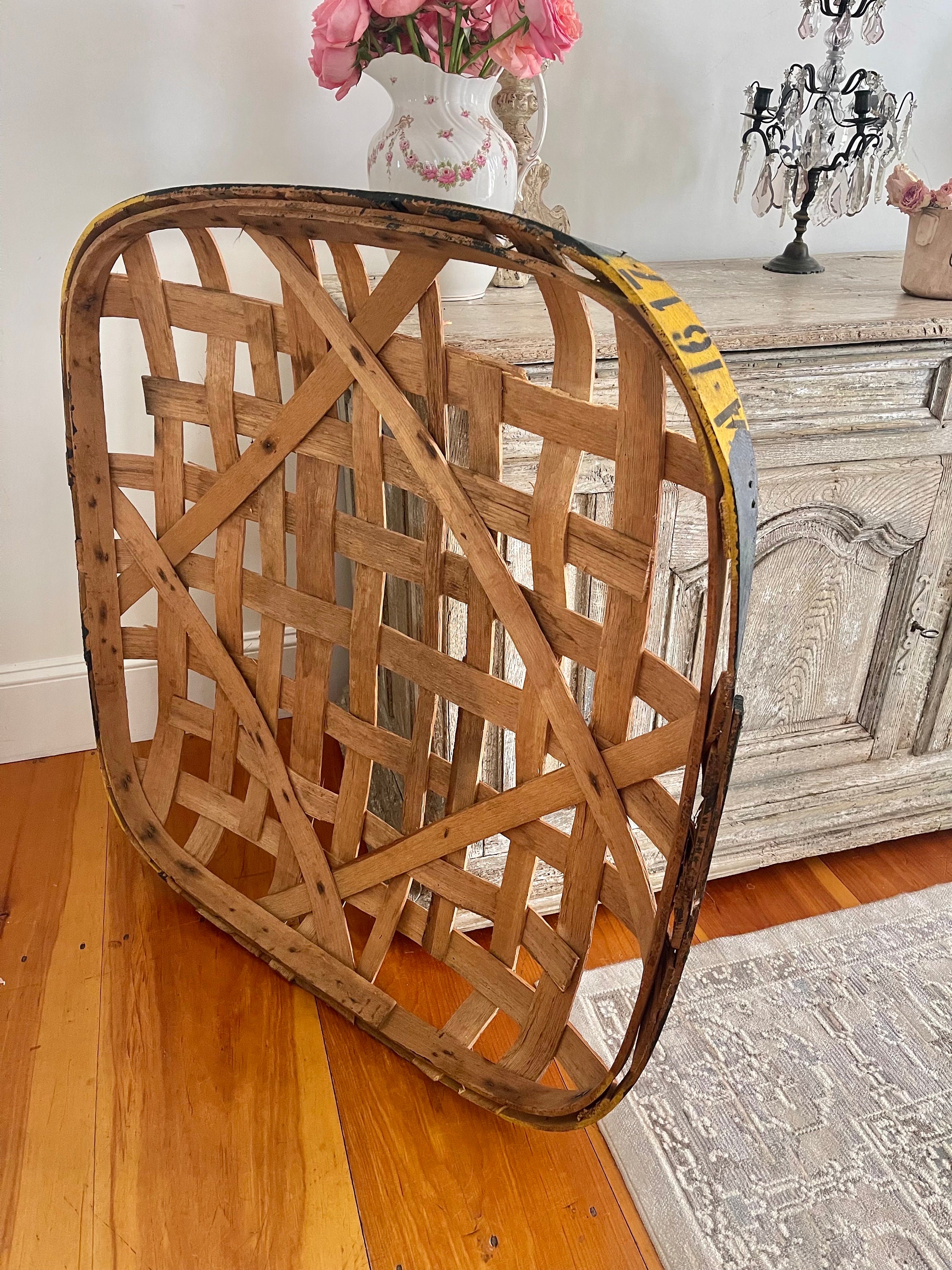Large Rare Antique Tobacco Lattice Basket Fayetteville Primitive Wall Decor Old Farmhouse Beautiful Etsy