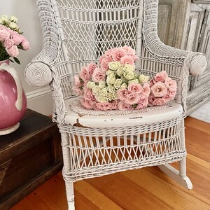 Old True Vintage Shabby Chic White Wicker Rocking Chair Perfect Indoor ...