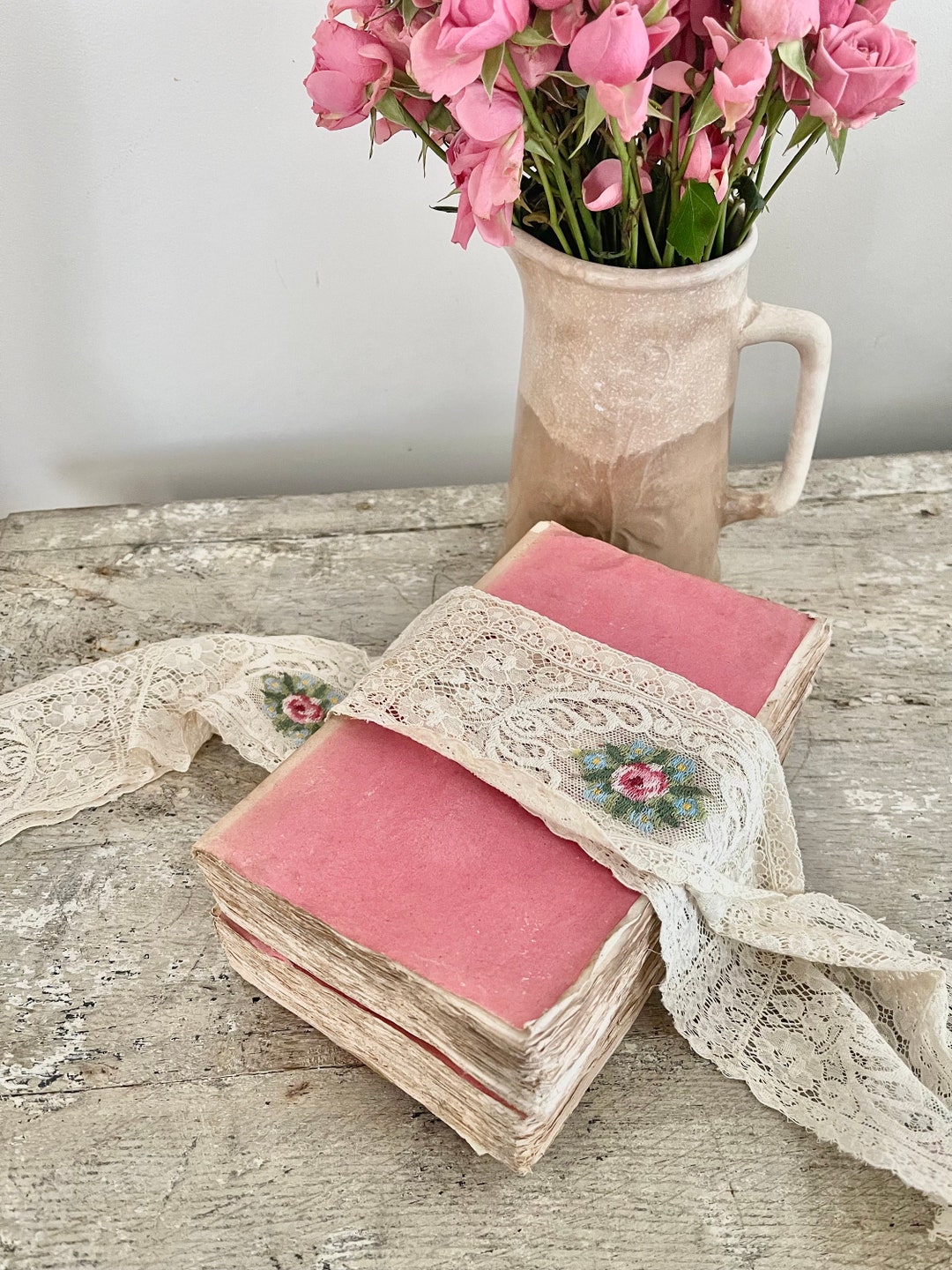 Set of Two VERY RARE Full Sized Large Old Paris C1700's Pink Ruffled ...