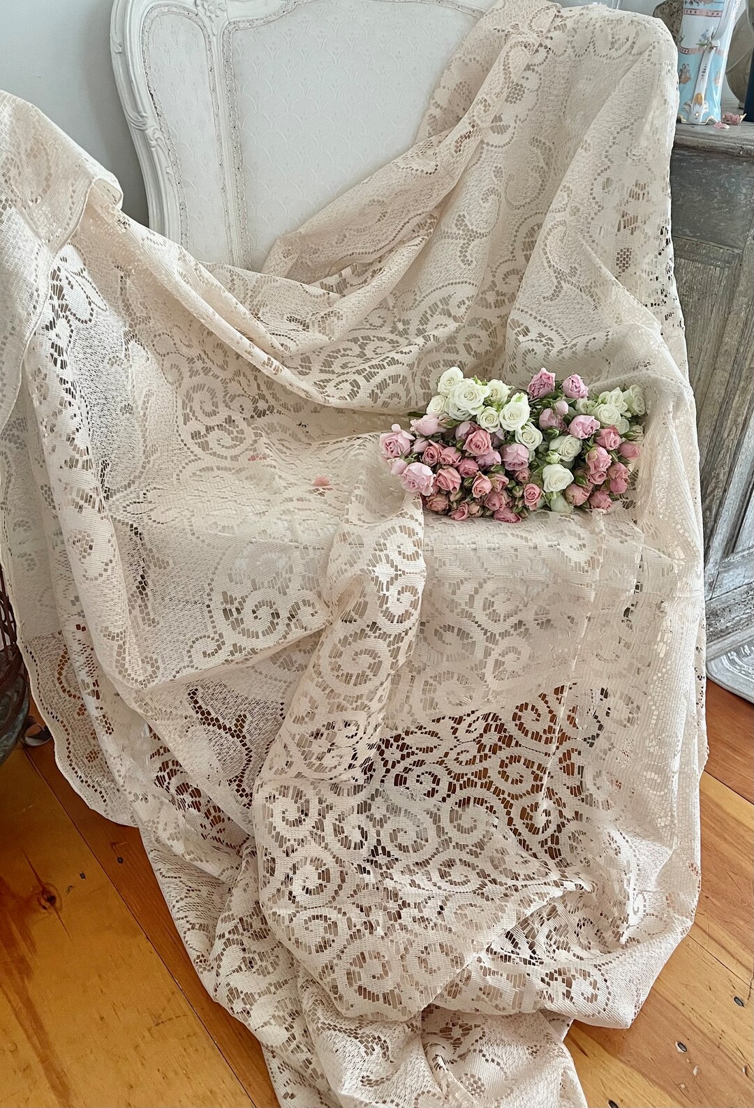 Fabulous Rare Late 1950s Lace Tablecloth Throw Scranton Lace Co New Old ...