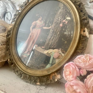 The Most Beautiful Antique French Lithograph in Original Hand Carved ...