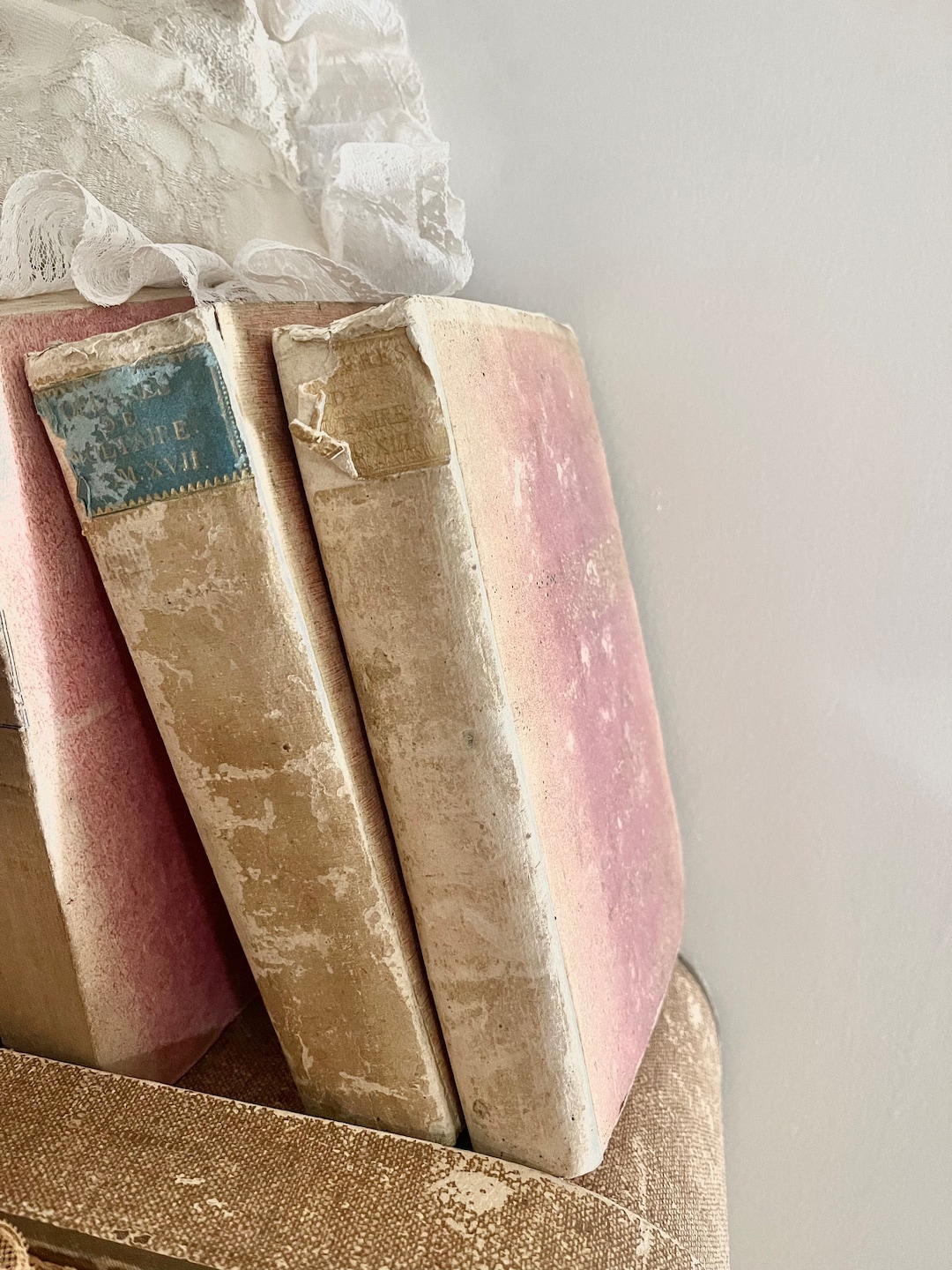 Two LEFT VERY RARE Large 18th Century 1700's French Faded Pink Ombre ...