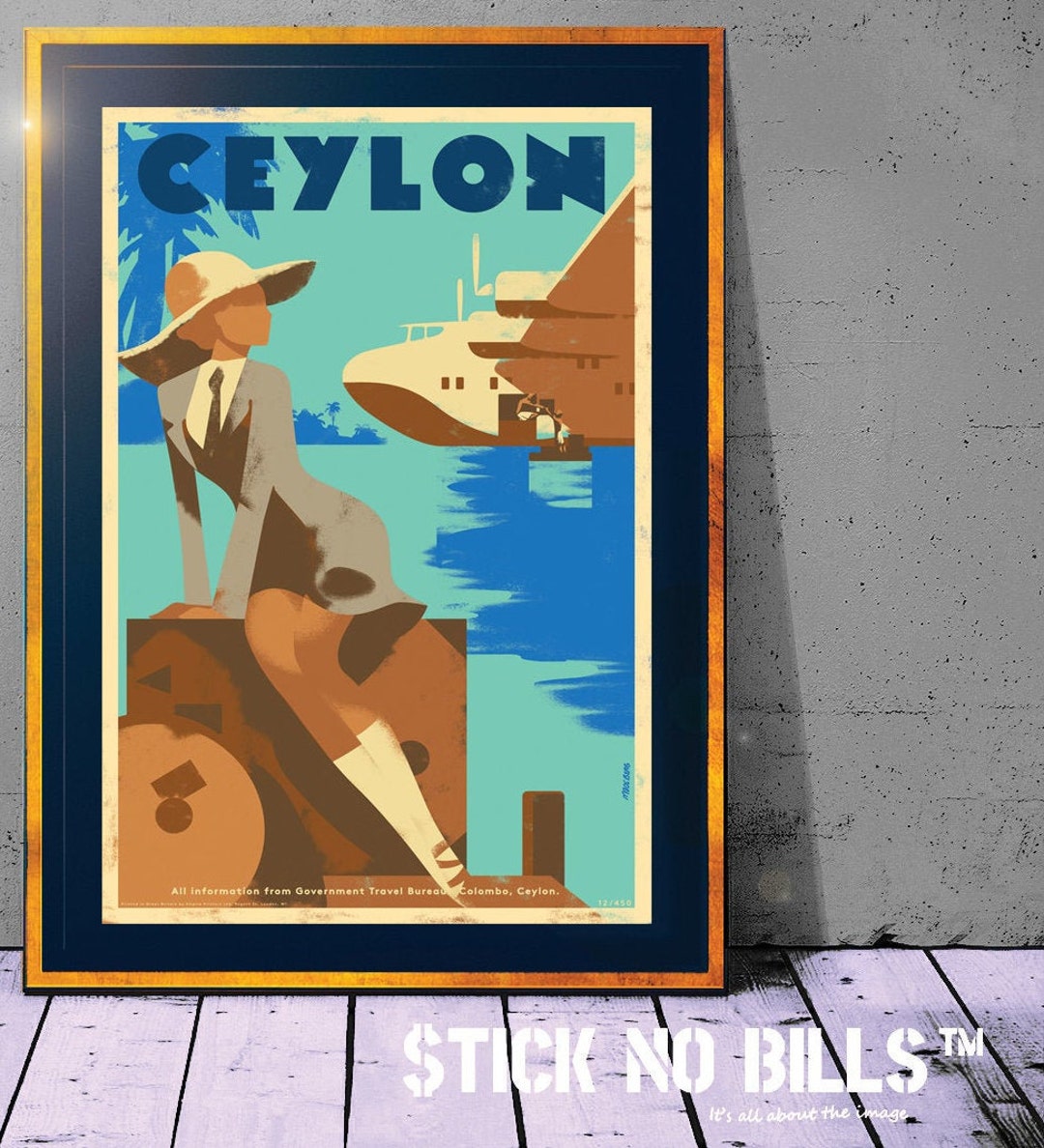 Super A1 Travel Poster Ceylon Sri Lanka Ceylon azure - Etsy