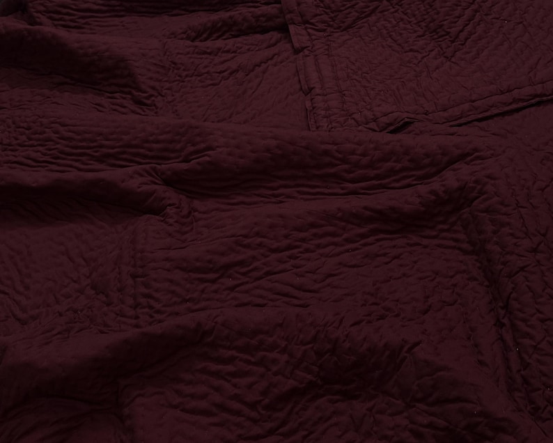 Maroon Red Kantha Quilt, Handmade Cotton Blanket, Boho Throw Coverlet ...