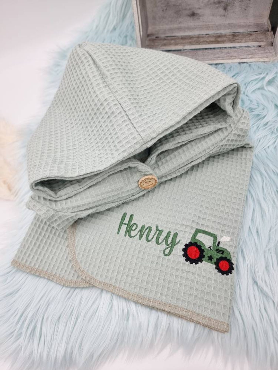 Bath Poncho Waffle Piqué / Poncho / Customizable With Name / Individual ...