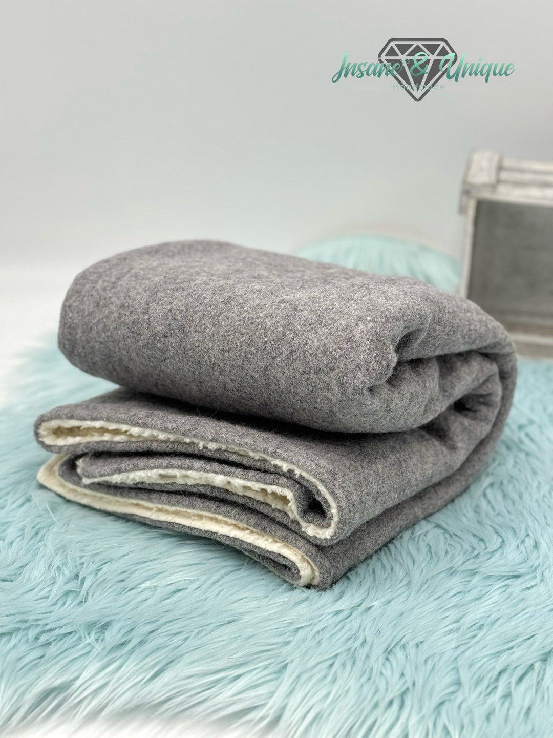 Walk Blanket With Teddy Fur 100% Virgin Wool/wool Blanket/stroller ...