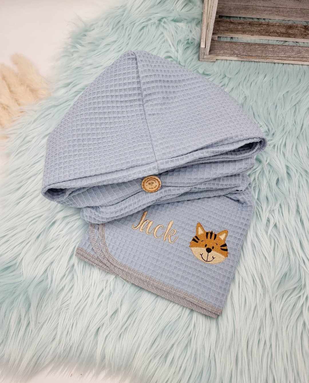 Bath Poncho Waffle Piqué / Poncho / Customizable With Name / Individual ...