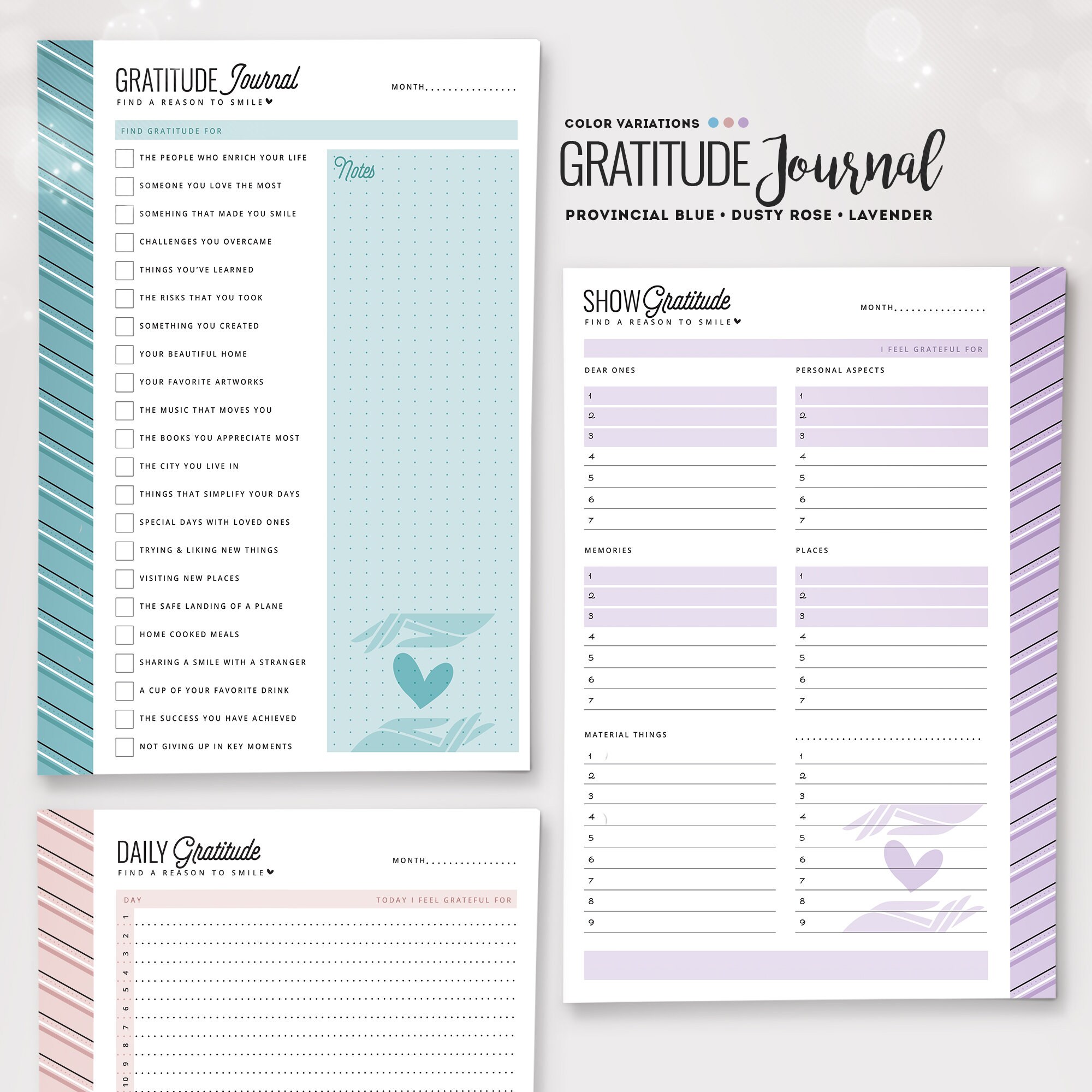 Gratitude Journal Printable Gratitude Planner Daily | Etsy