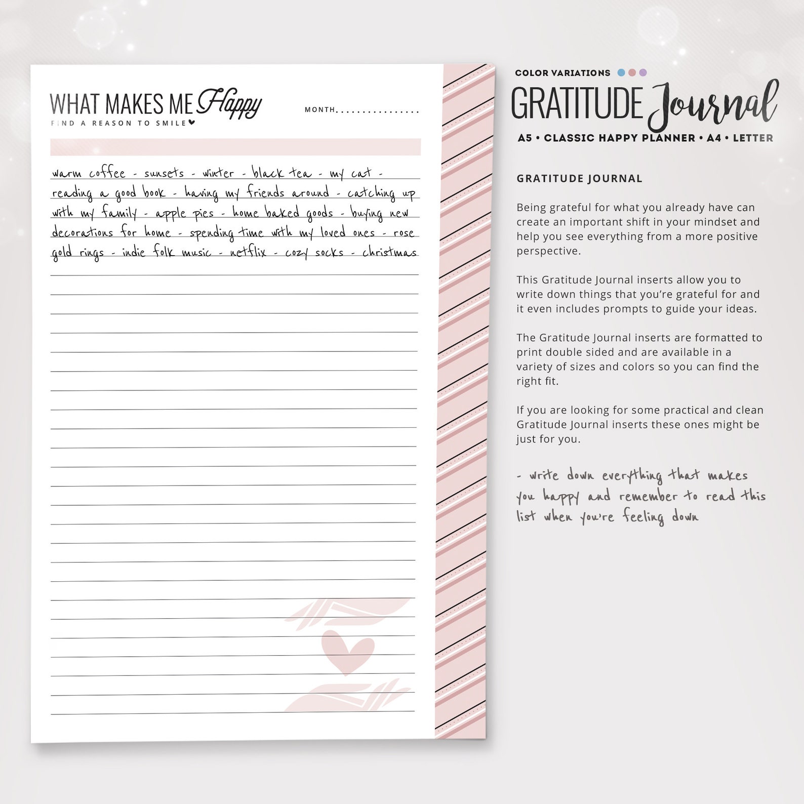 Gratitude Journal Printable Gratitude Planner Daily | Etsy
