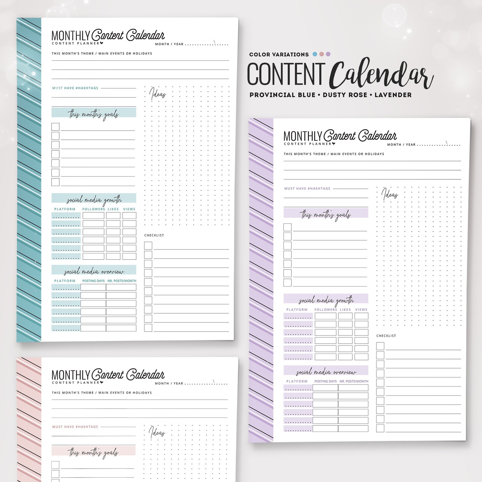 Content Planner, Social Media Content Planner, Content Calendar, A5 ...