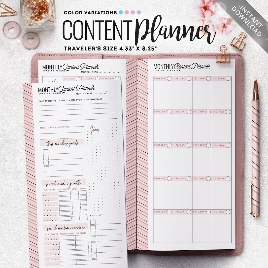 Content Planner, Social Media Content Planner, Content Calendar, TN ...