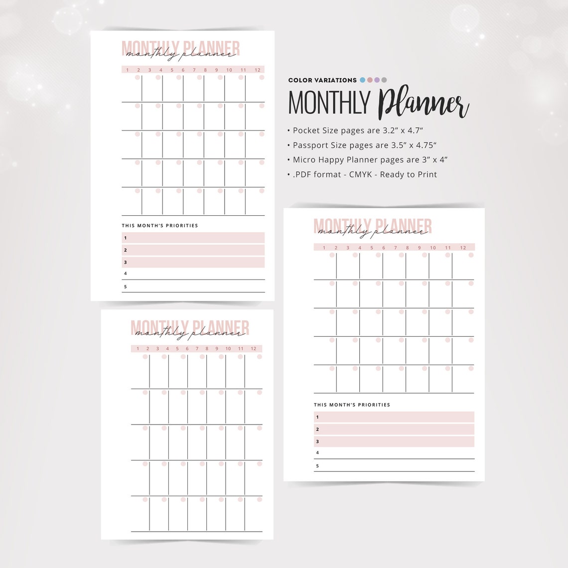 Pocket Size Monthly Planner, Passport Monthly Planner, Micro Happy ...