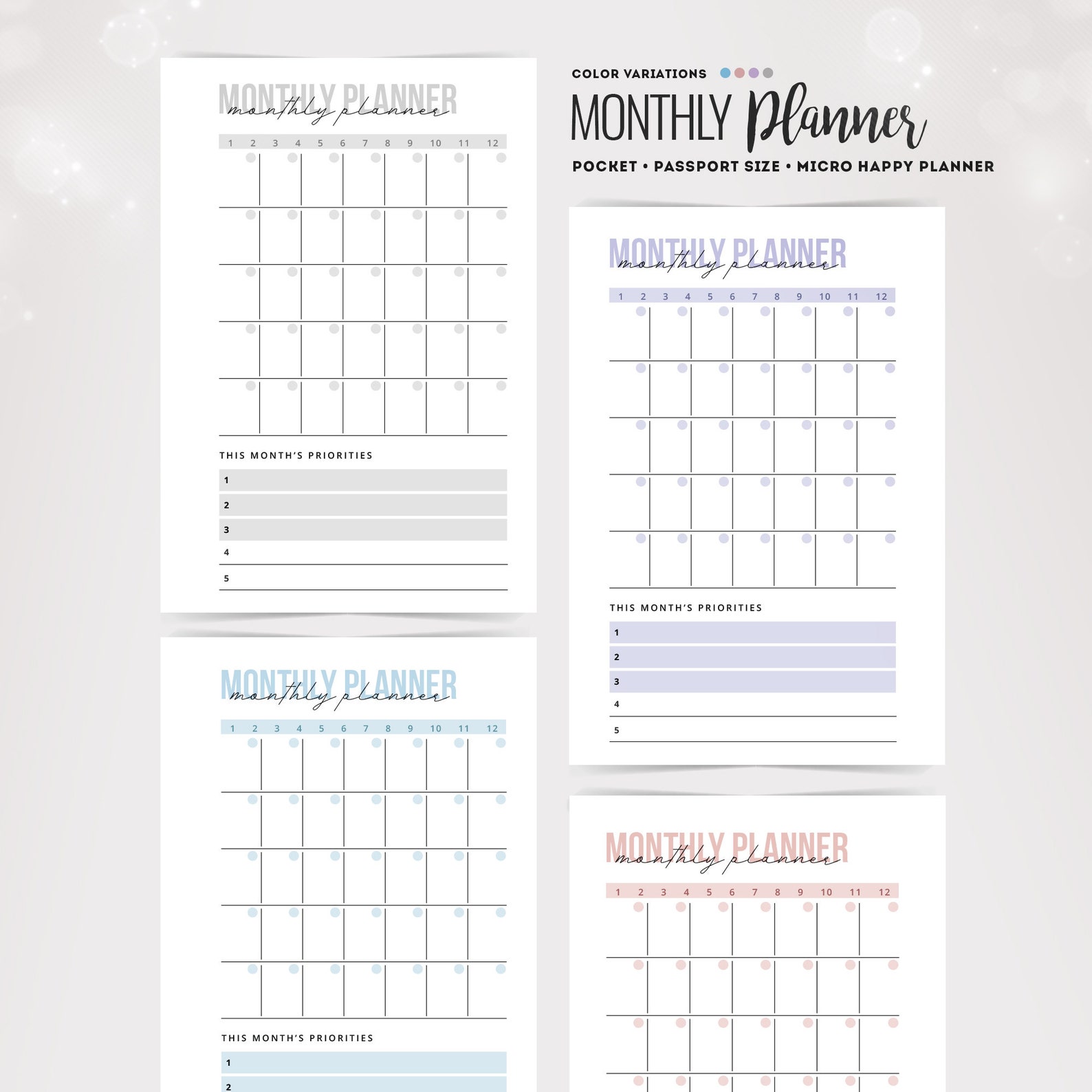 Pocket Size Monthly Planner, Passport Monthly Planner, Micro Happy ...