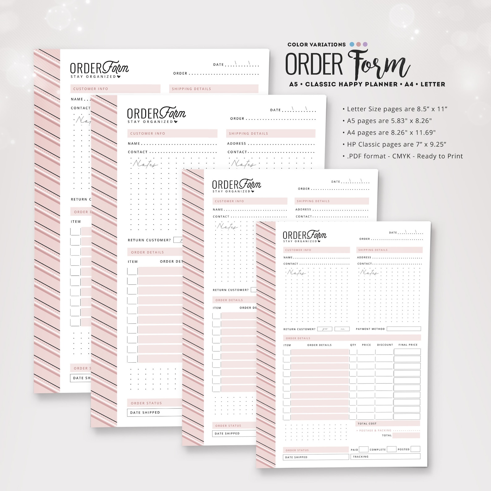 Order Form Classic HP Insert Big HP Insert Printable | Etsy