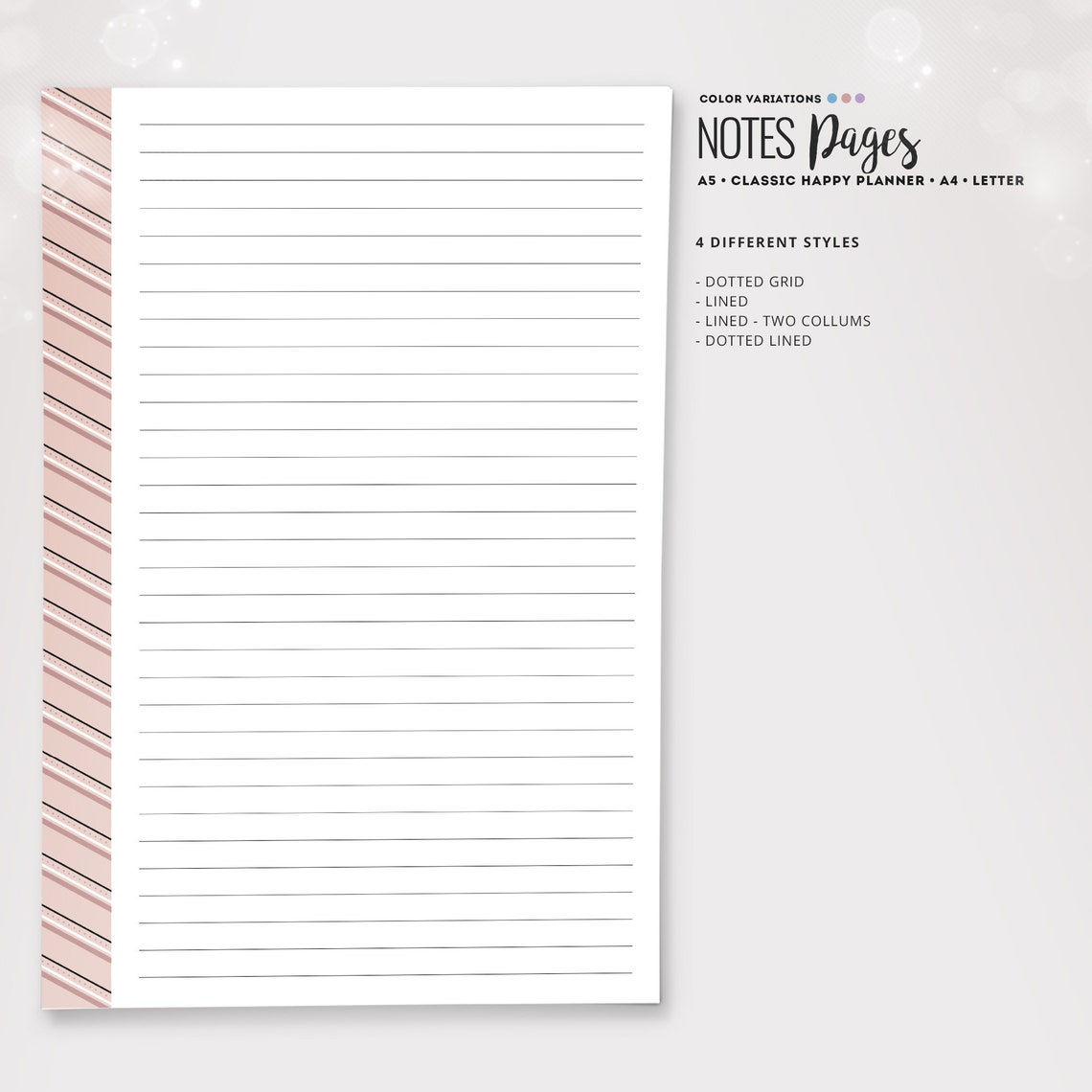Printable Note Pages A5 Dot Grid A5 Lined Pages Classic - Etsy