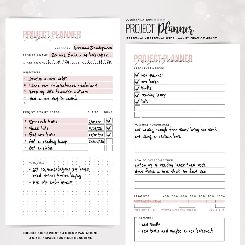 2021 Personal Size Project Planner A6 Project Planner - Etsy