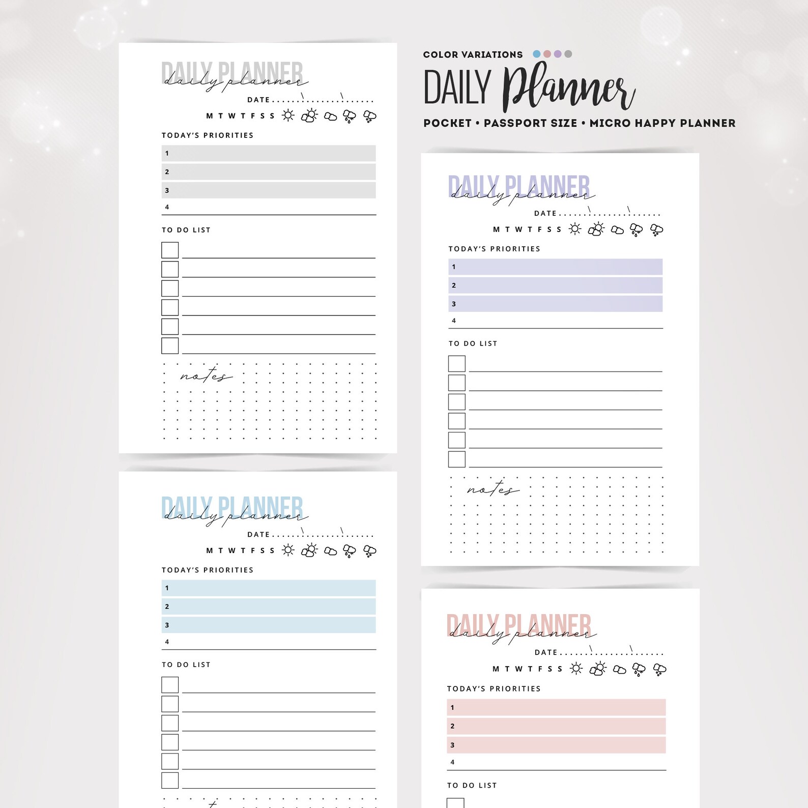 Pocket Size Daily Planner Passport Daily Planner Micro Happy | Etsy