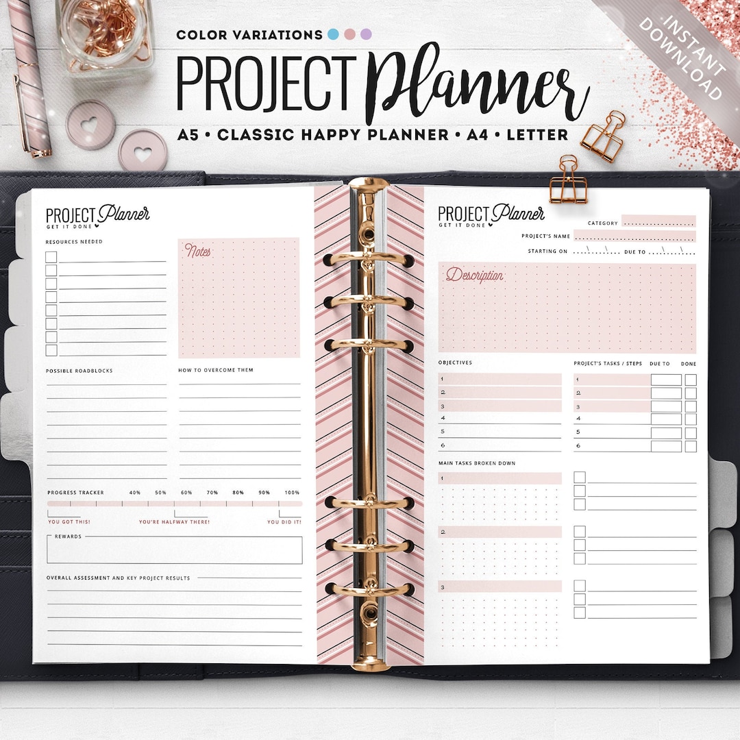 2024 Project Planner, Classic Happy Planner, Work Planner, A5 Project ...