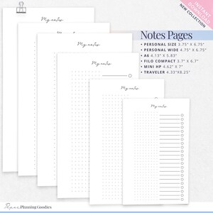 Printable Notes Pages, Lined Notes Planner Inserts, to Do List, Dot ...