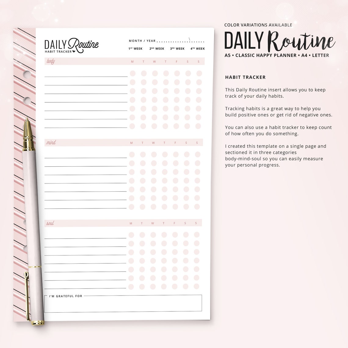 Daily Routine Planner Habit Tracker Weekly Habit Tracker - Etsy