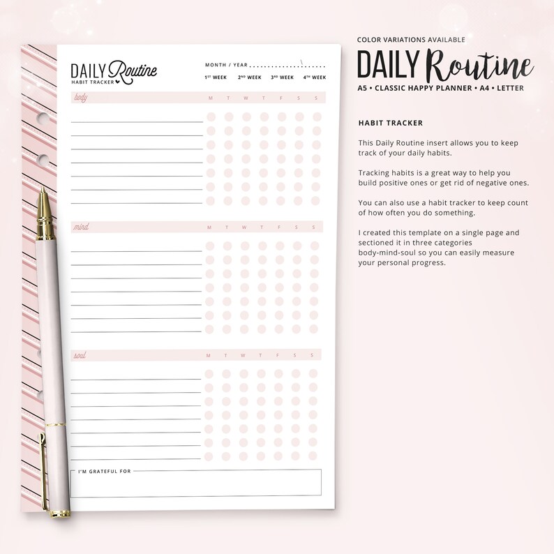 Daily Routine Planner Habit Tracker Weekly Habit Tracker - Etsy