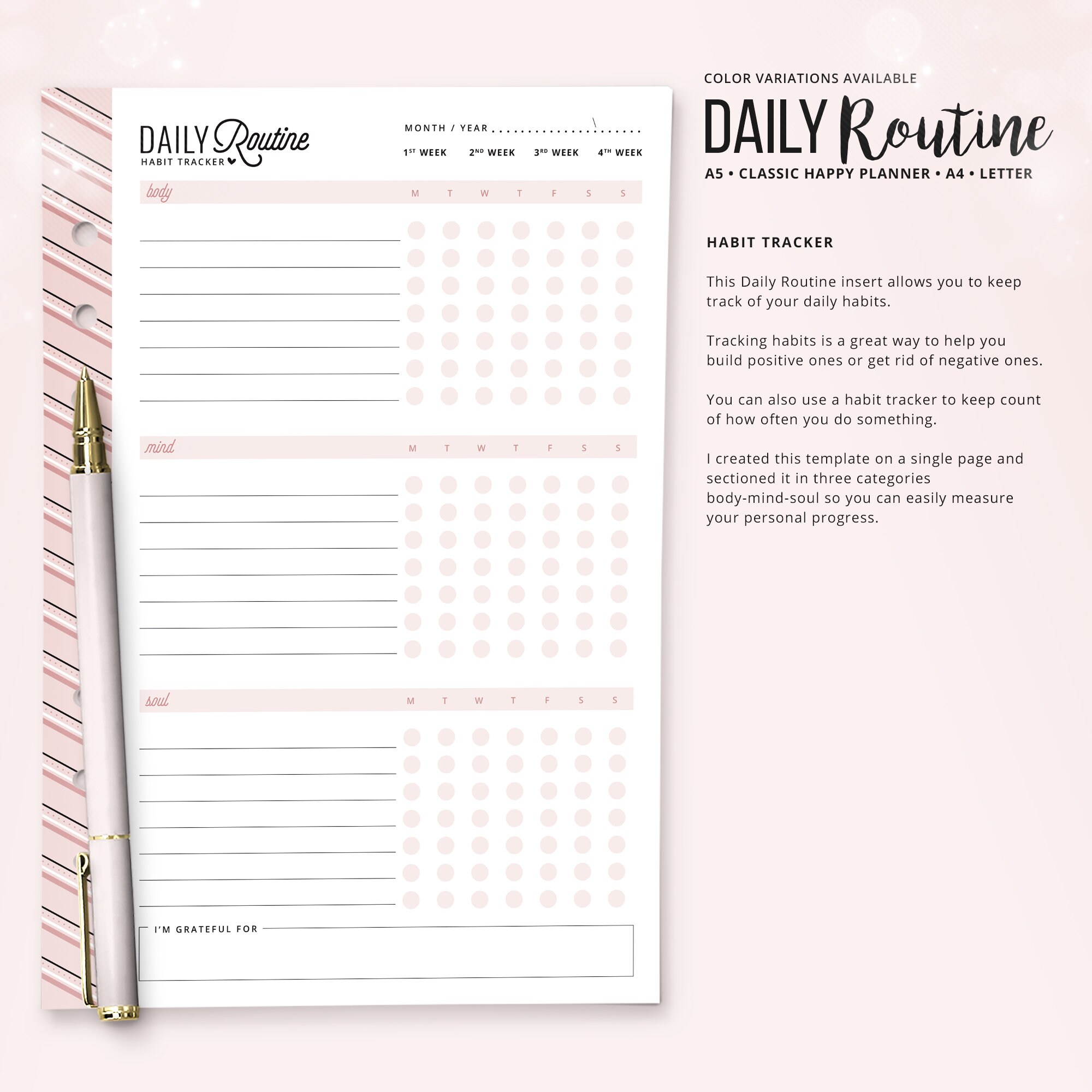 Daily Routine Planner Habit Tracker Weekly Habit Tracker - Etsy